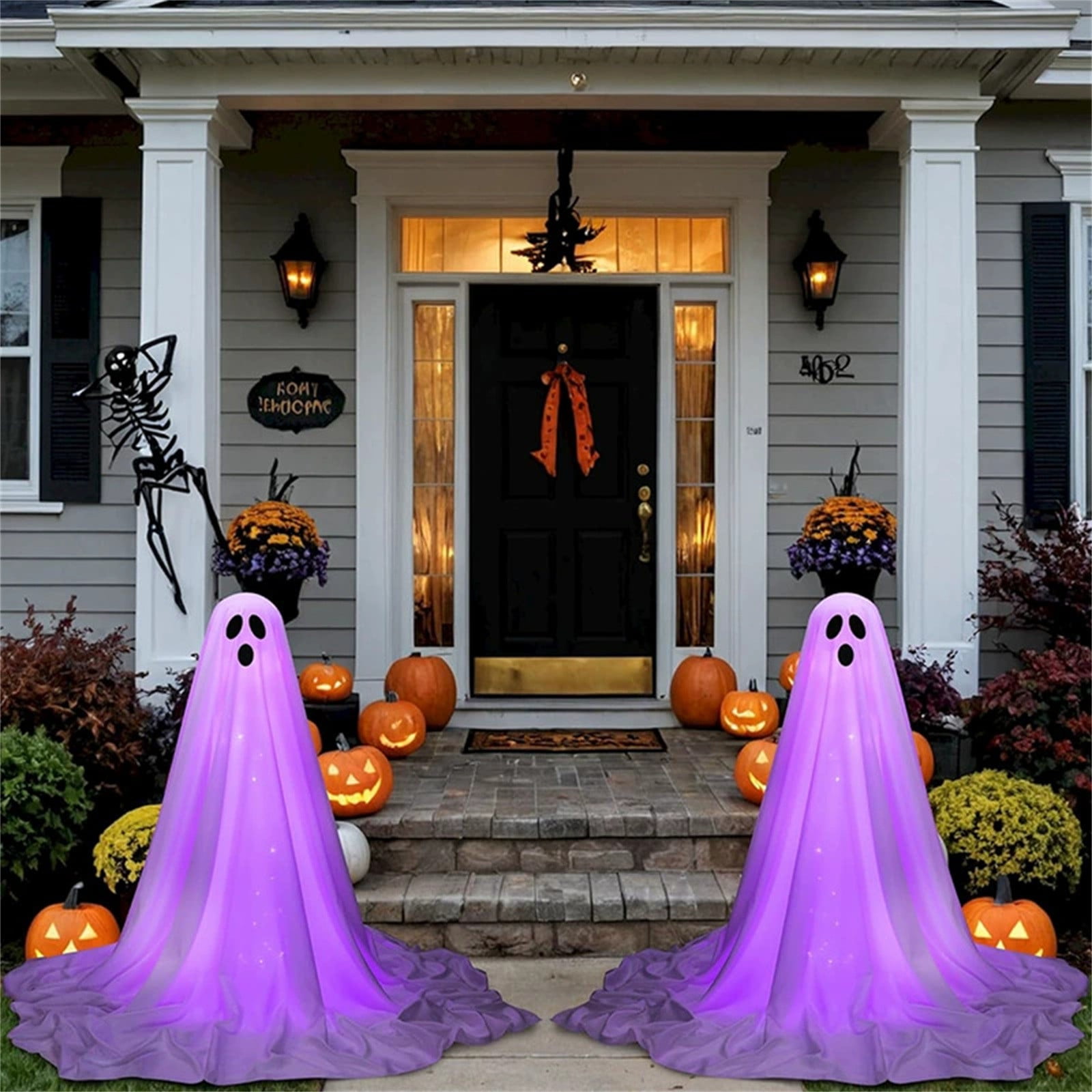 Spooky Outdoor Halloween Decorations - Ghost Prop with String Lights ...