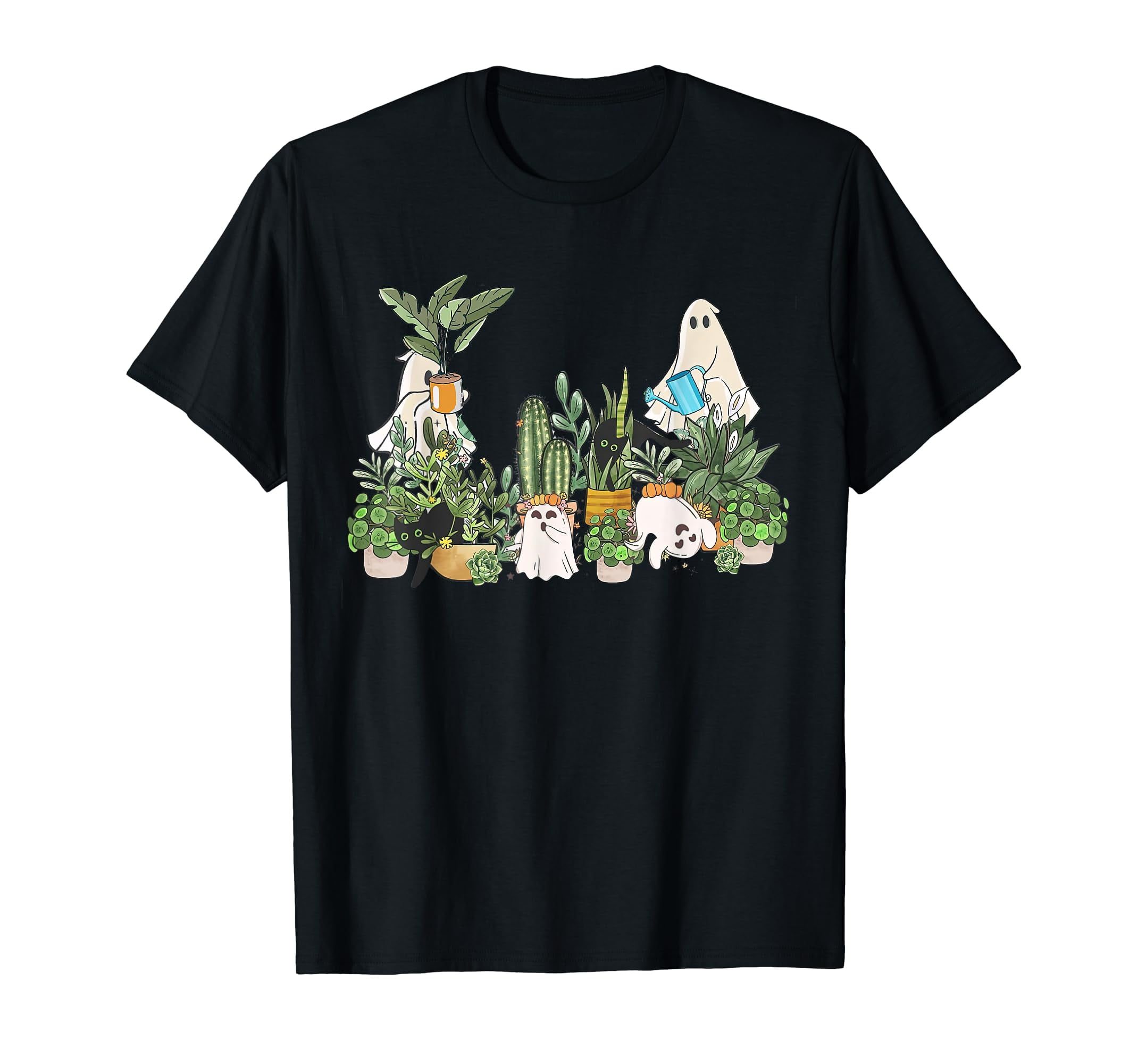 Spooky Plant Lady Halloween Ghost Garden, Plant Lovers Tees T-Shirt ...