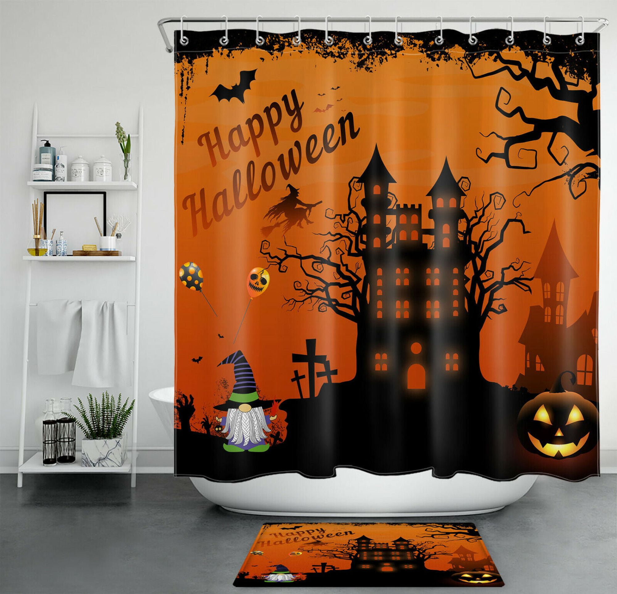 Spooky Pumpkin Gnome Halloween Shower Curtain Transform Your Bathroom