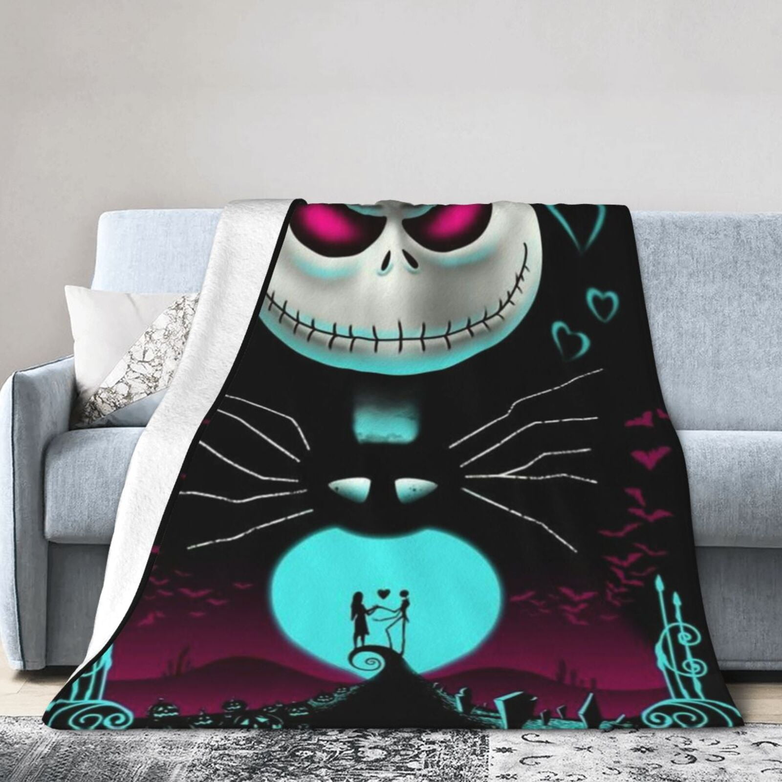 Spooky Pumpkin King Style Flannel Blanket Gothic Skeleton Horror Movie ...