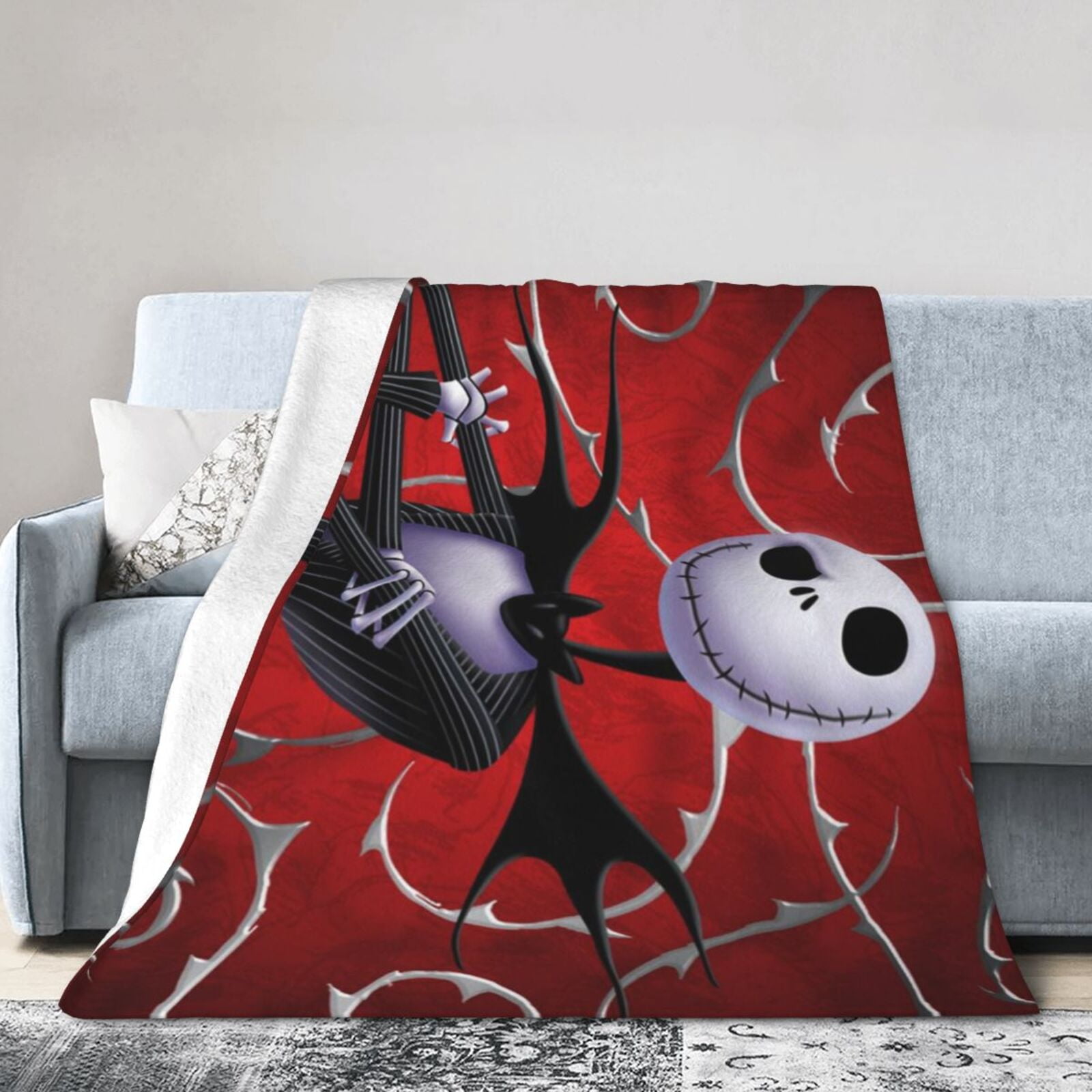 Spooky Pumpkin King Style Flannel Blanket Gothic Skeleton Horror Movie ...