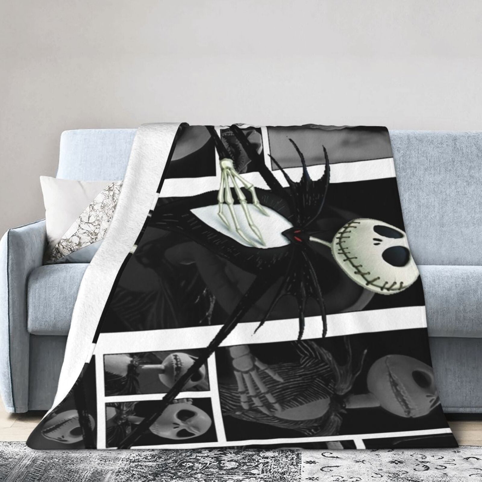Spooky Pumpkin King Style Flannel Blanket Gothic Skeleton Horror Movie ...
