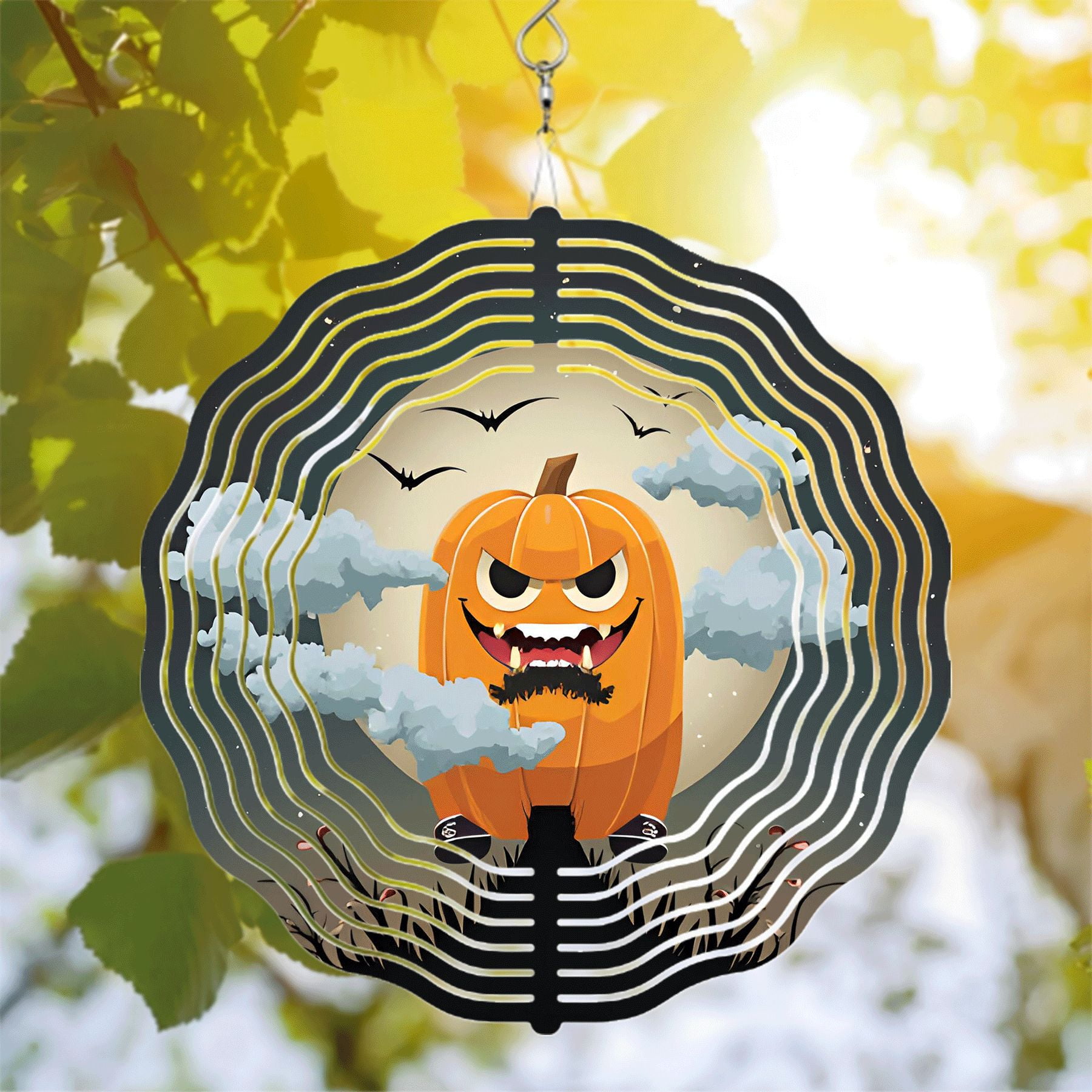 Spooky Pumpkin Metal Wind Spinner - Halloween Garden Decor with Sound ...