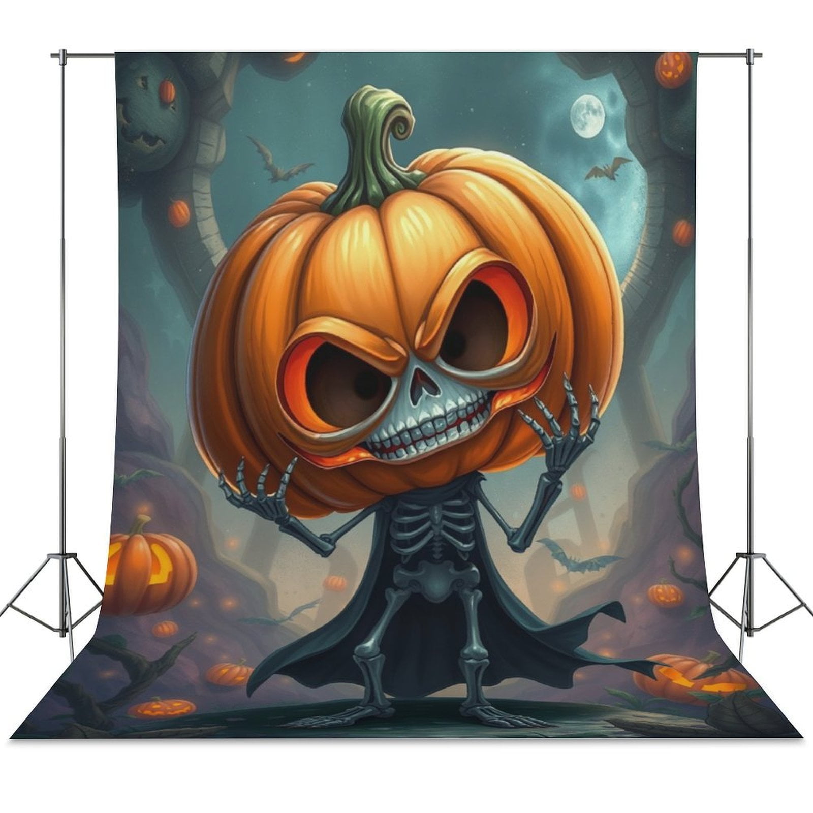 Spooky Pumpkin Skeleton Party Backdrop Birthday Decoration Backgrounds ...