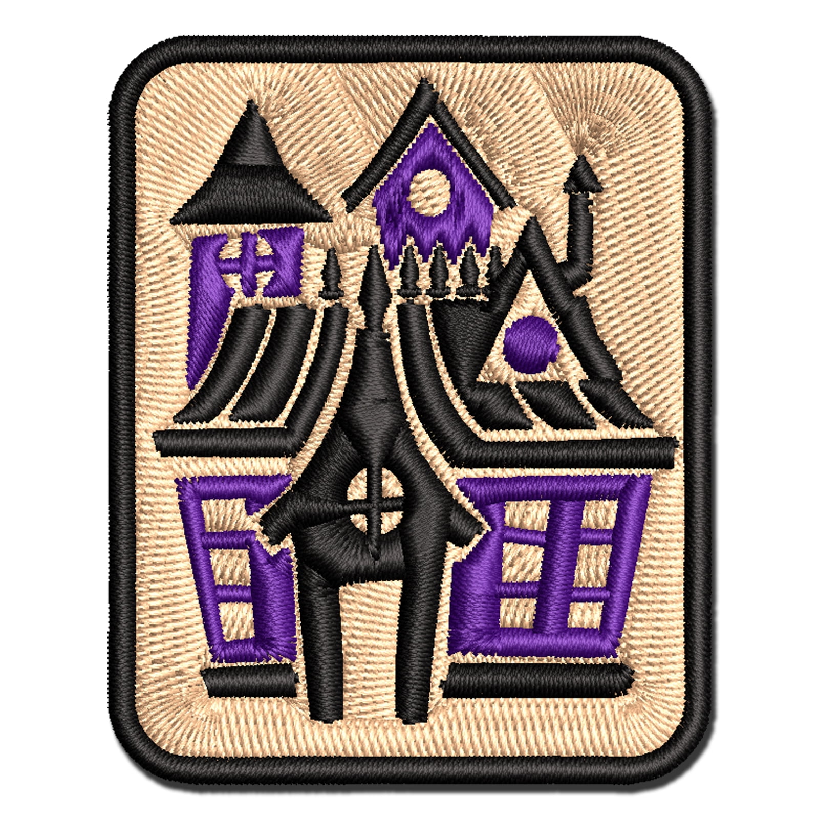 Spooky Scary Haunted House Mansion with Bats Broken Windows Applique ...