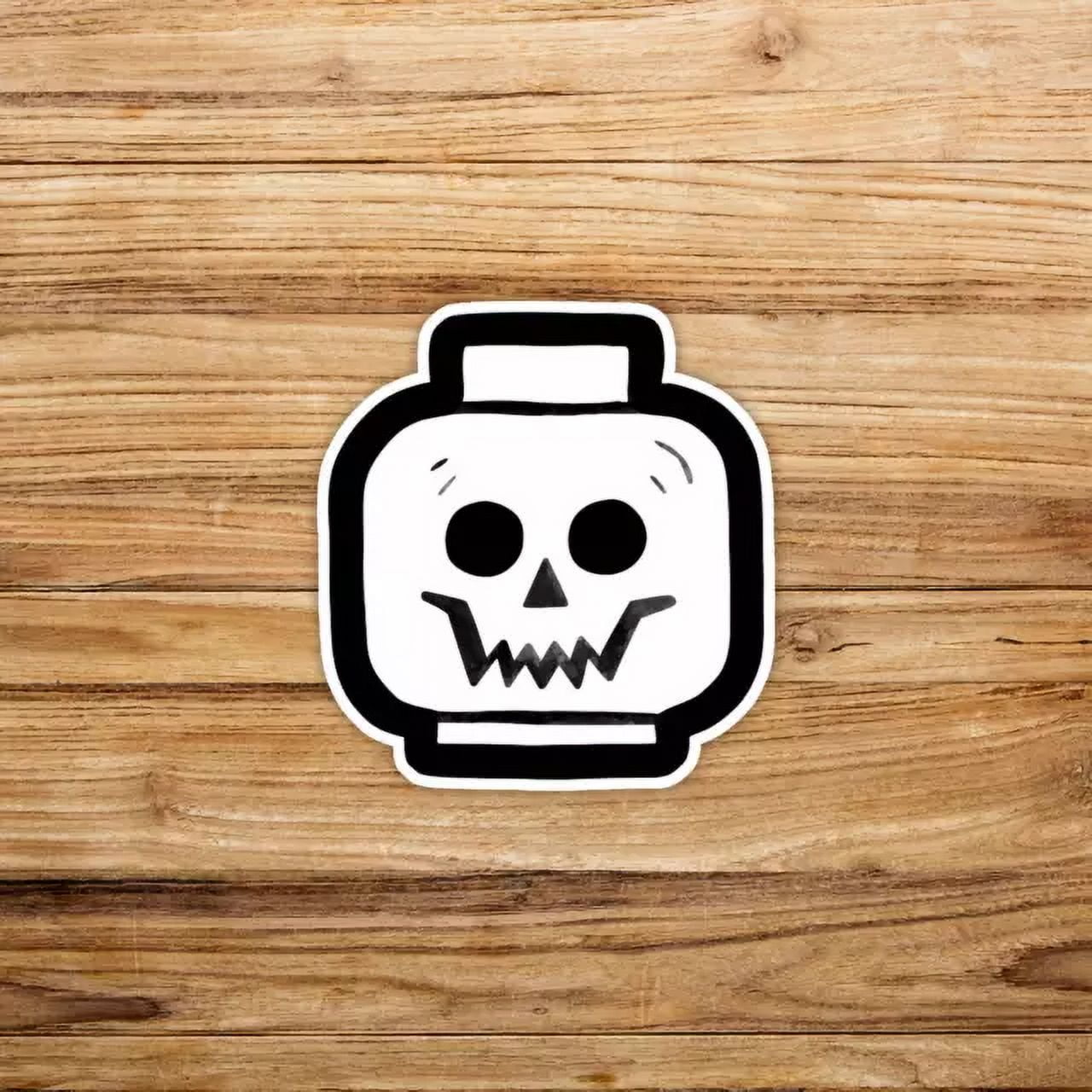 Spooky Skeleton Block Minifigure Head Vinyl Decal Sticker For ...