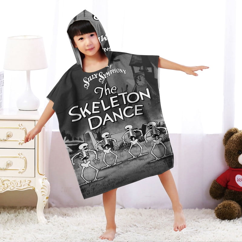 Spooky Skeleton Family Dancing Hooded Beach Towel Poncho for Kid Girls ...