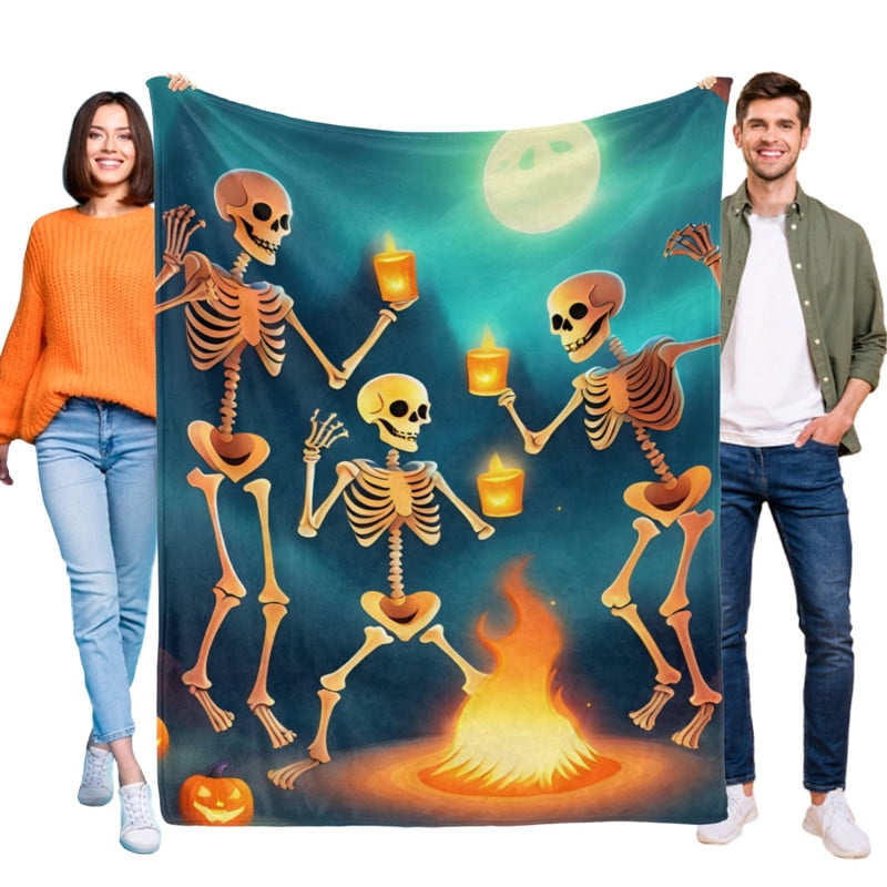 Spooky Skeleton Family Dancing Throw Blanket Gifts for Fans Girls And ...