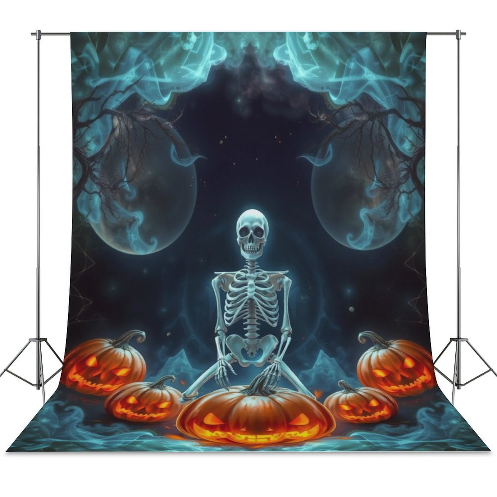Spooky Skeleton Pumpkins Halloween Decorations BackdropPortrait ...