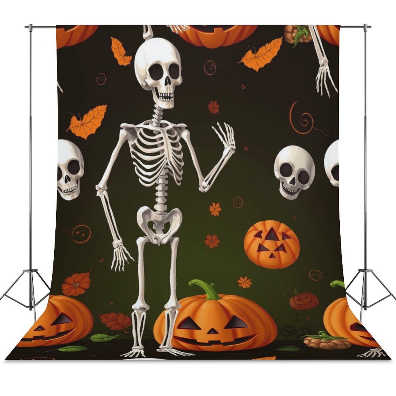 Spooky Skeleton Pumpkins Halloween Decorations BackdropPortrait ...