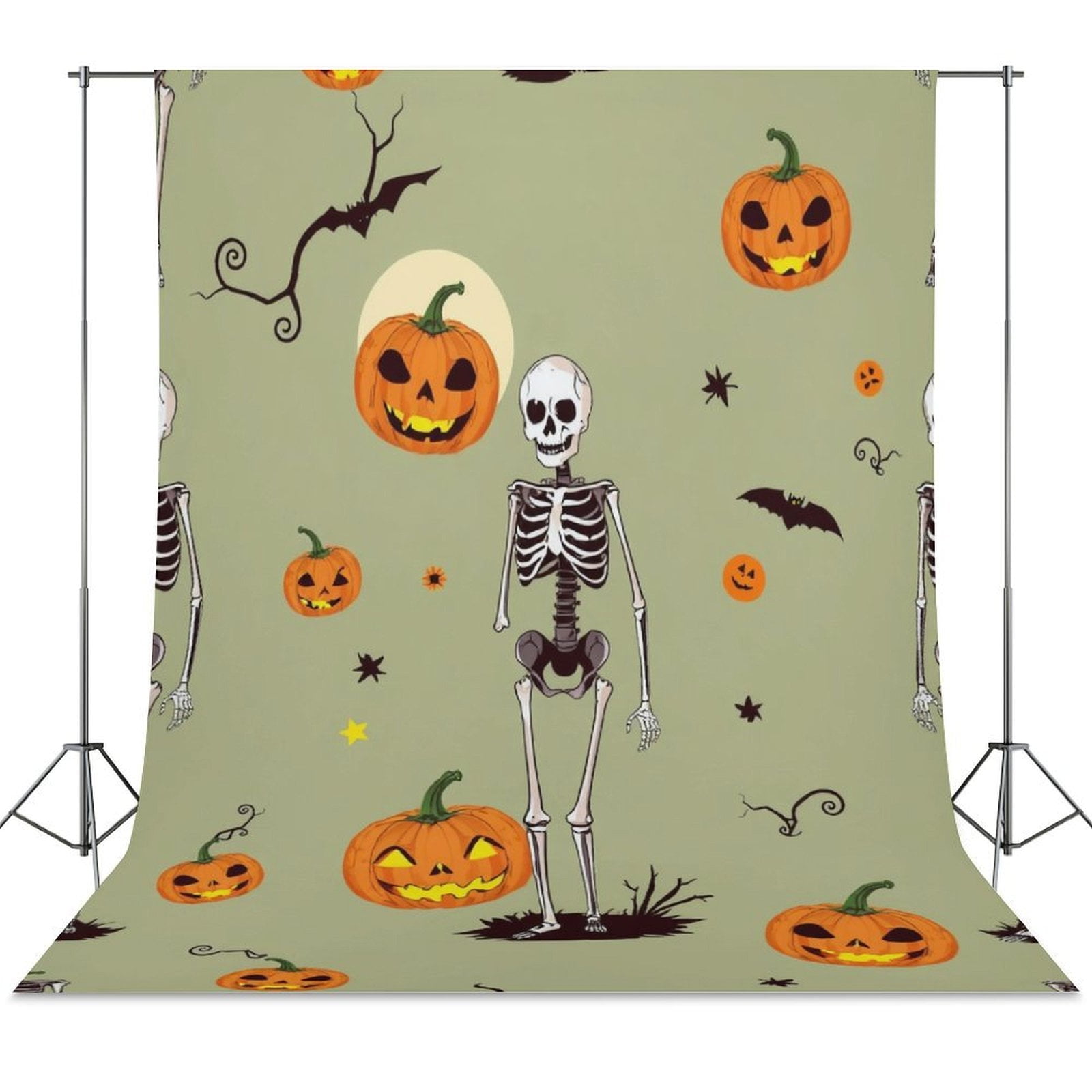 Spooky Skeleton Pumpkins Halloween Party Backdrop Birthday Decoration ...