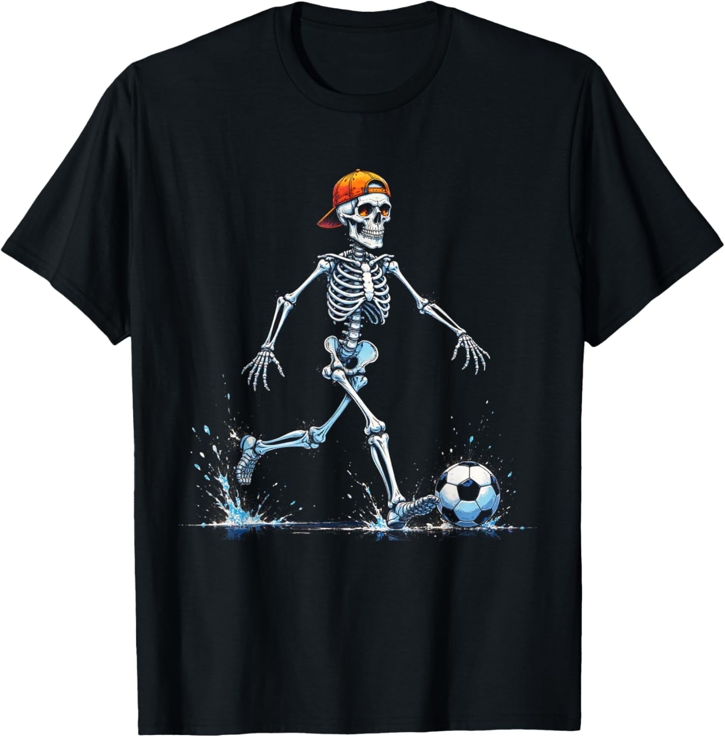 Spooky Skeleton Soccer Player Funny Halloween 2025 Costume T-Shirt ...