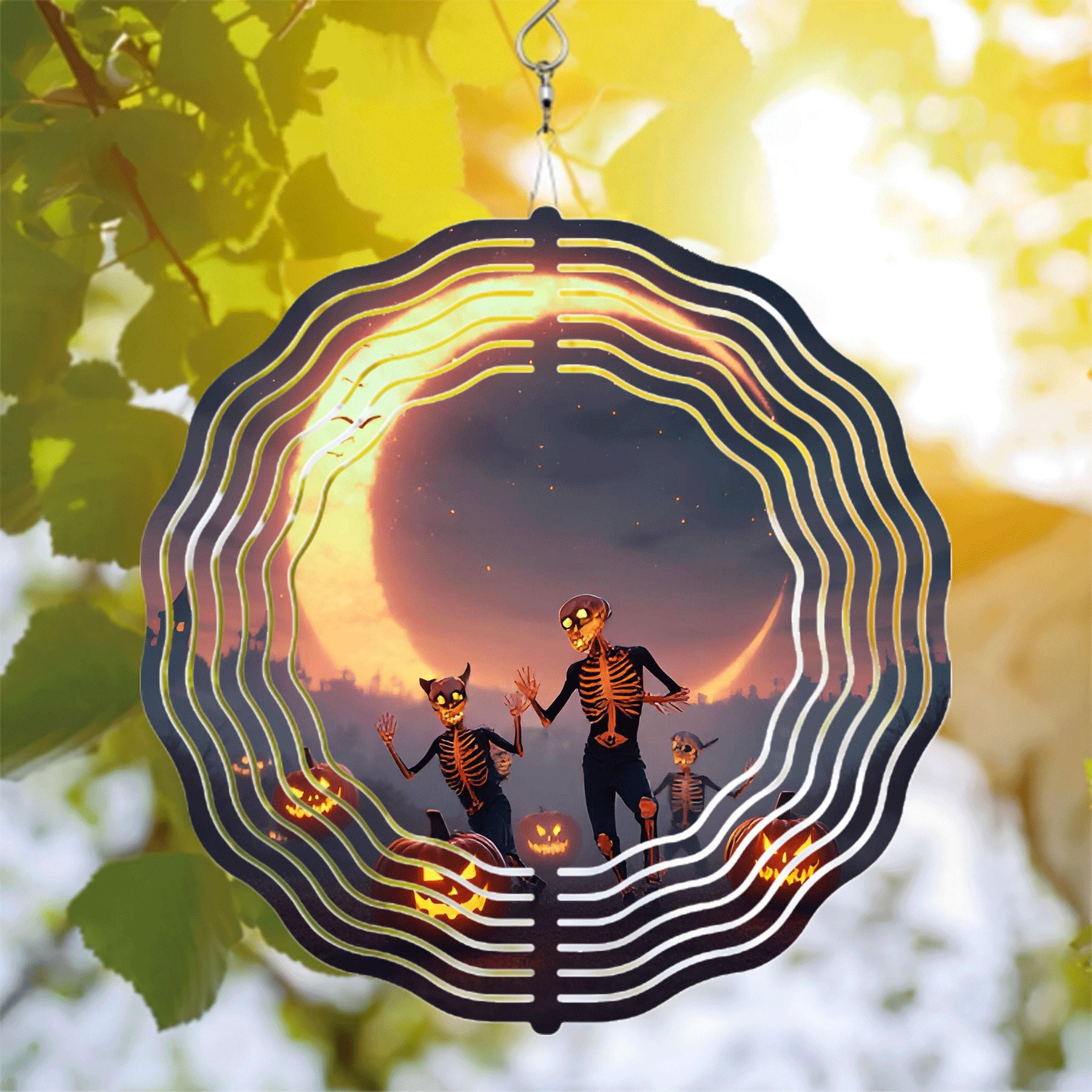 Spooky Skeletons Metal Wind Spinner - Festive Halloween Garden Decor ...