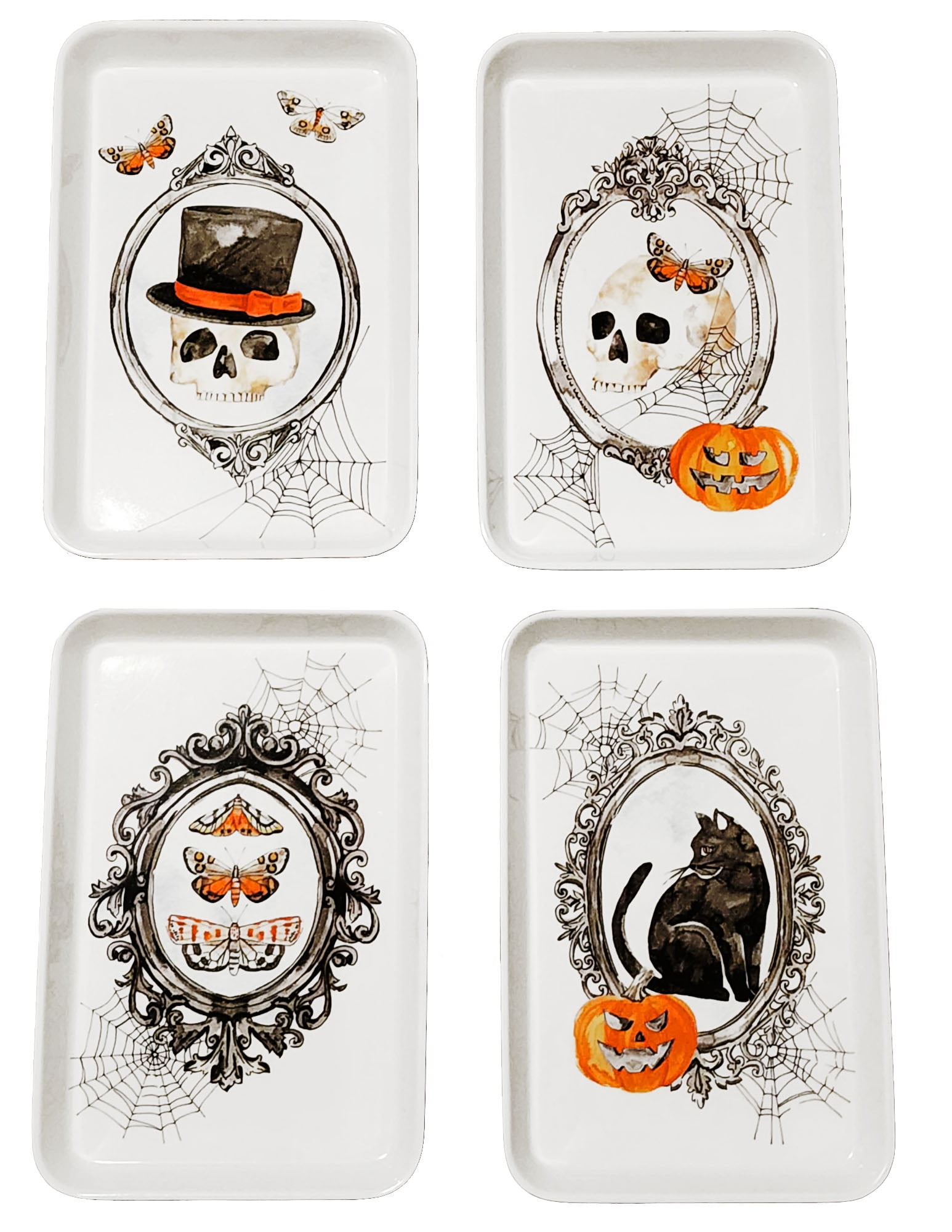 Spooky Stylish Halloween Melamine Appetizer Plates 4 Piece Multi-Color ...