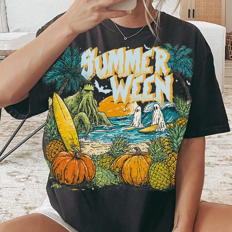 Spooky Summer Halloween T-Shirt Funny Halloween Vintage Summer Horror ...