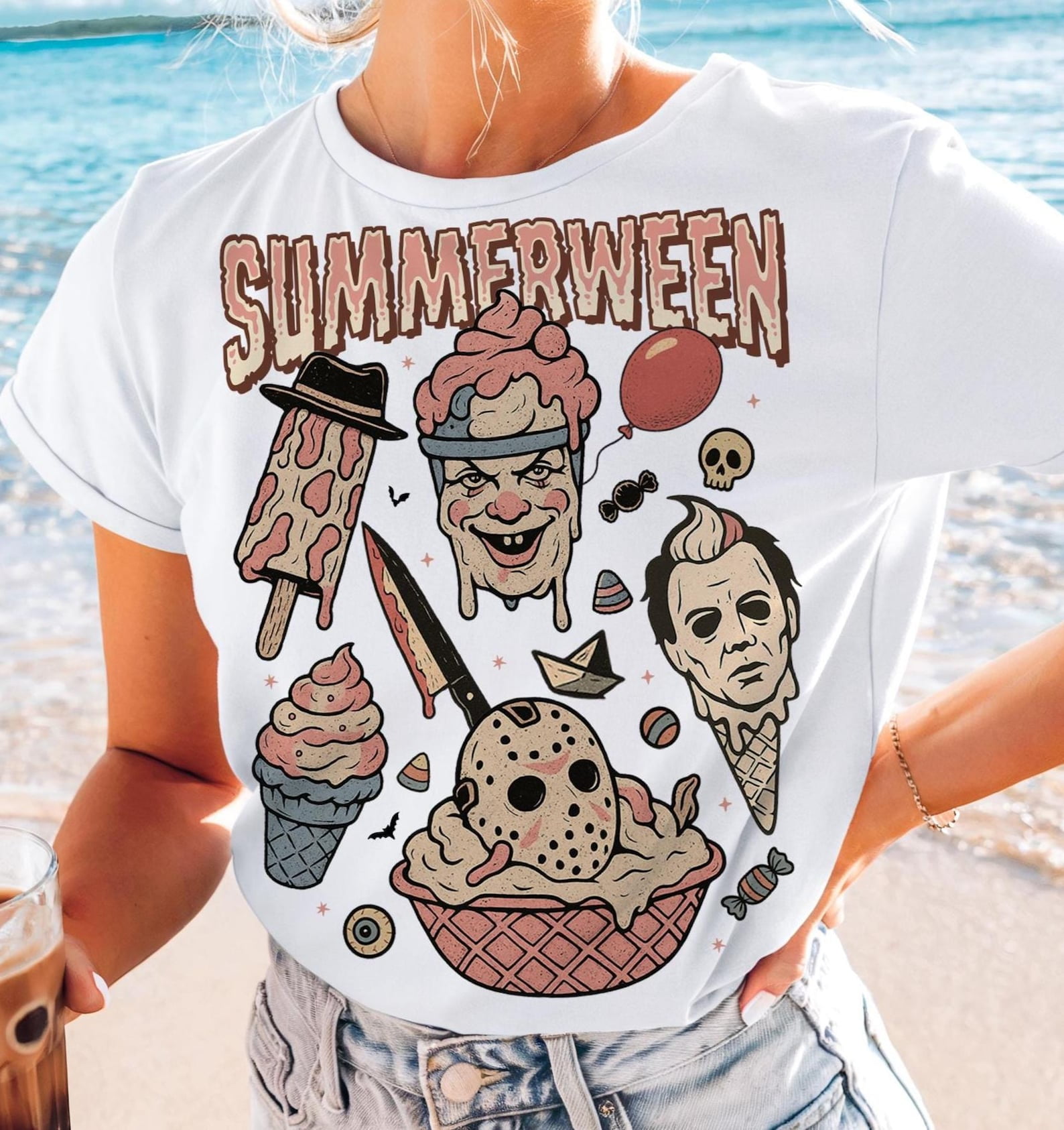 Spooky Summer Halloween tshirt, Ice Cream Horror tshirt, Funny ...