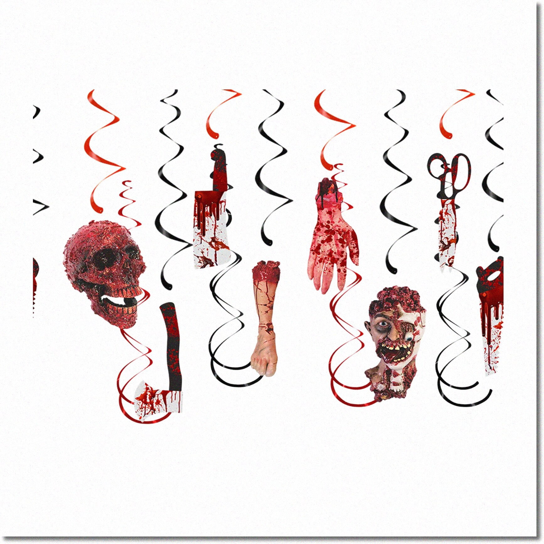 Spooky Swirls: 12pcs Creepy Skulls Zombie Skeleton Garland - Perfect ...