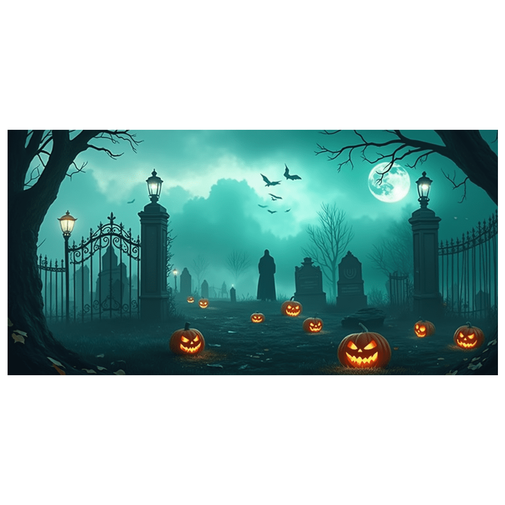 Spooky Theme Halloween Banner Gothic Design Graveyard Scene for Holiday ...