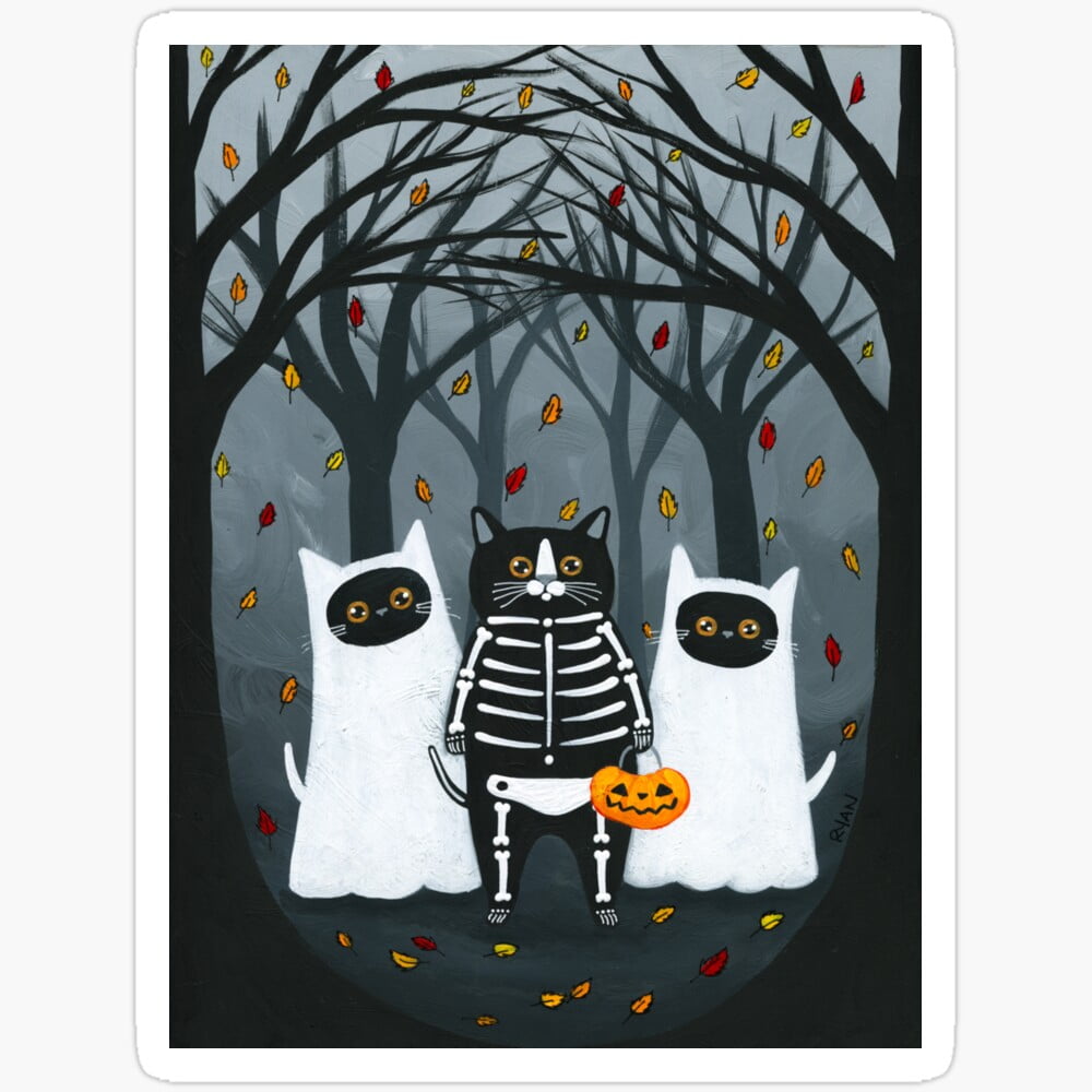 Spooky Trick Or Treat Sticker Phone Decal Water Bottle Stickers Car ...