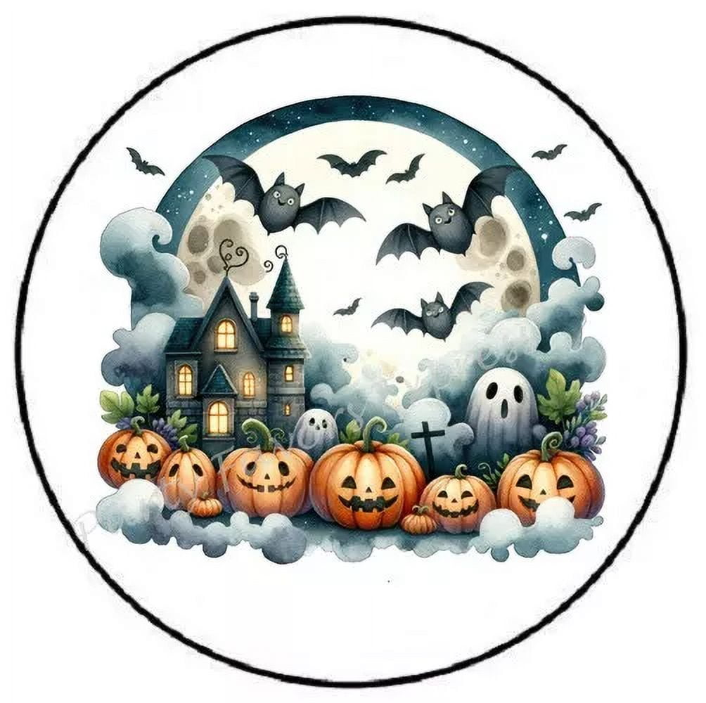 Spooky Watercolor Halloween Scene Sticker Party Favors Sticker Envelope ...