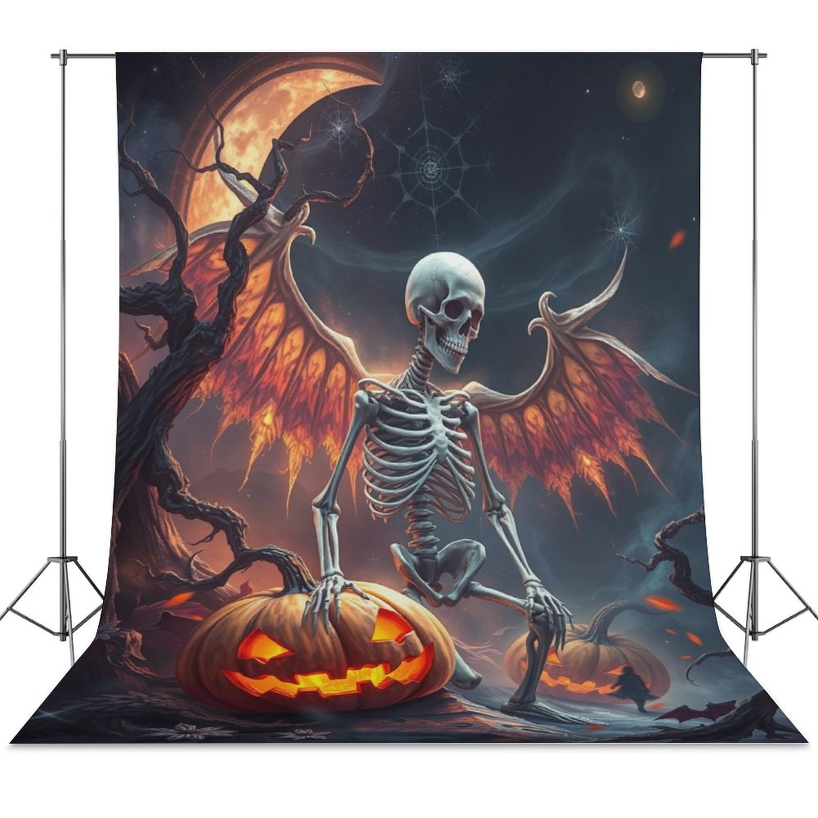 Spooky Winged Skeleton Pumpkin Decorations BackdropPortrait Photography ...