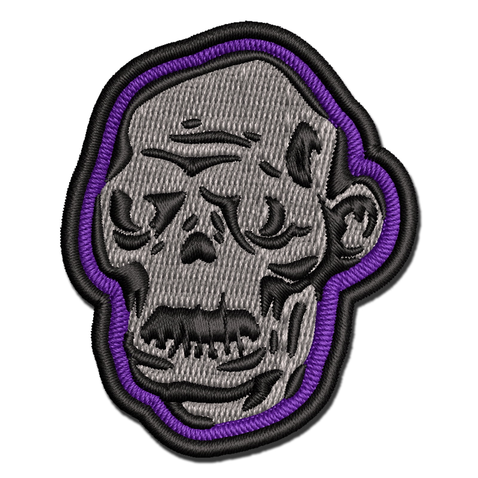 Spooky Zombie Head Halloween Monster Applique Multi-Color Embroidered ...