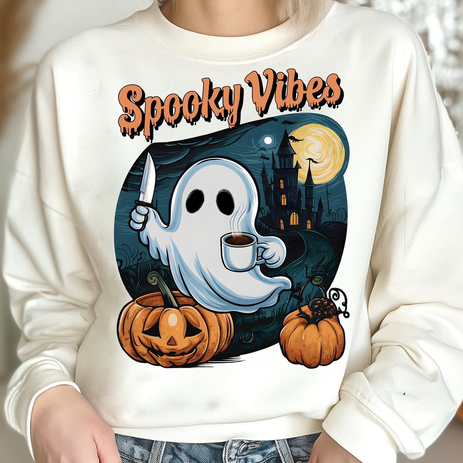 Spooky vibes png, Halloween png, Van gogh halloween png, halloween oil ...