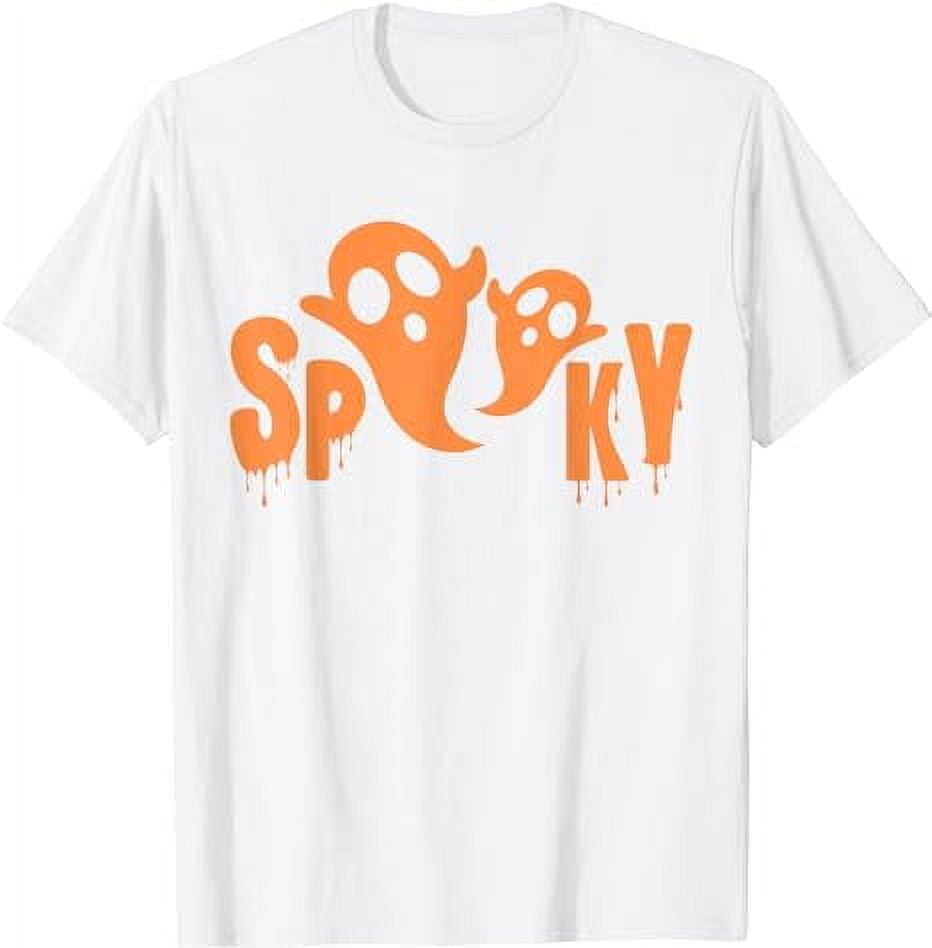 Spooky with Ghosts in orange Halloween white T-Shirt - Walmart.com