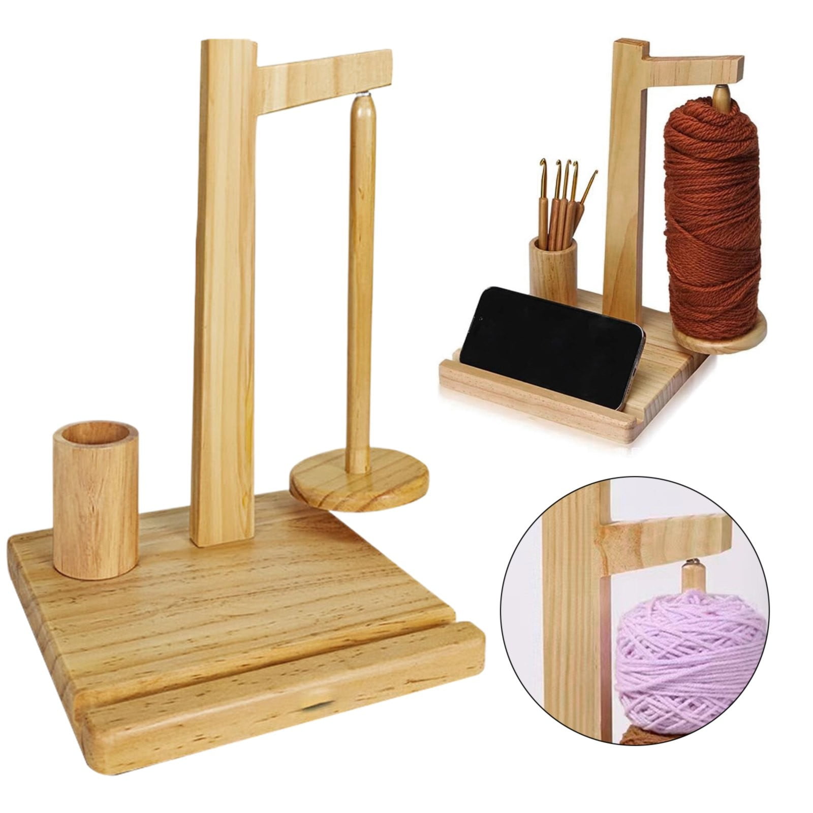 Spool Frame, Multi-Functional Wool Frame|Wooden Yarn Holder Phone Stand ...