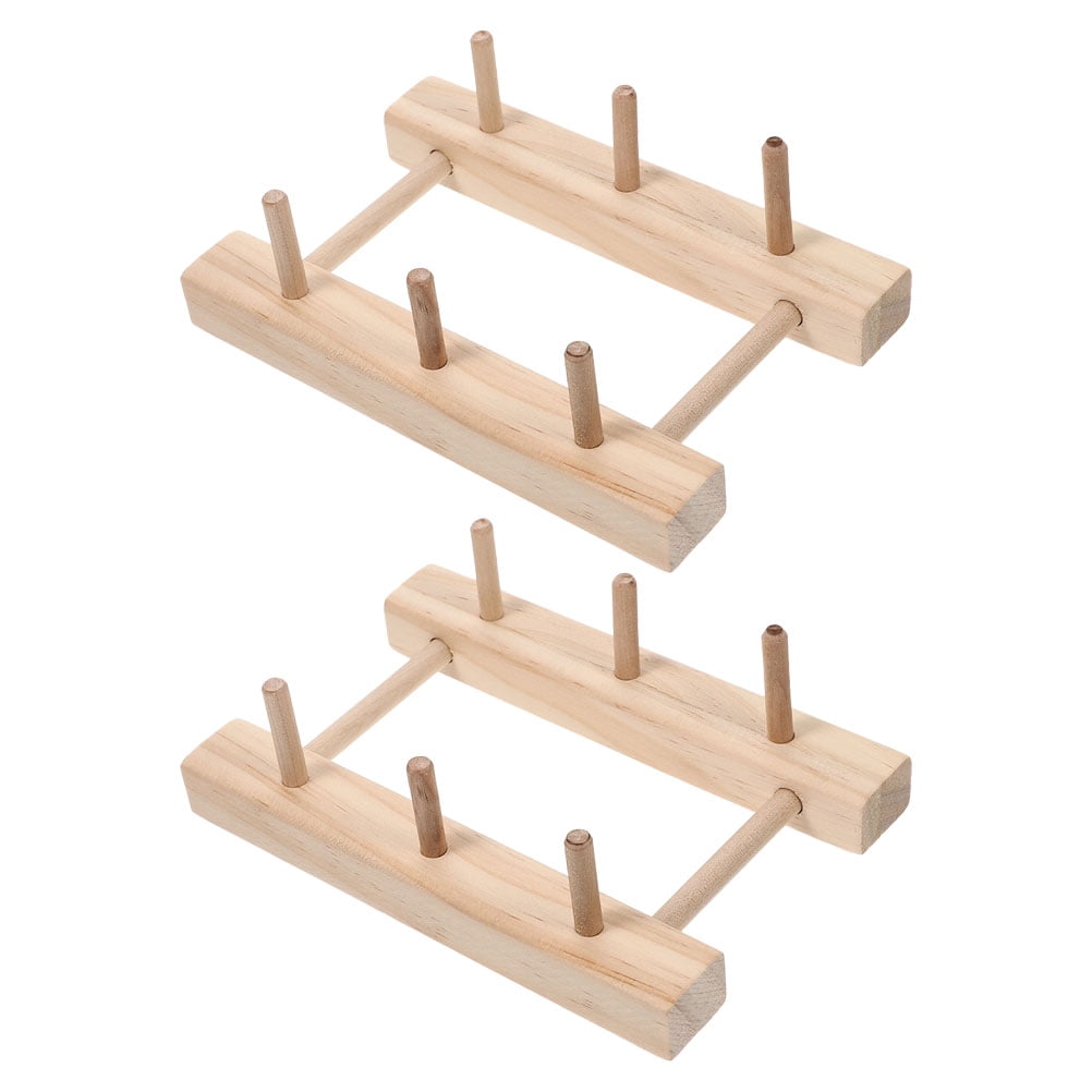 2pcs Khaki Wooden Spool Holders for Storage Use with Solid Design and ...