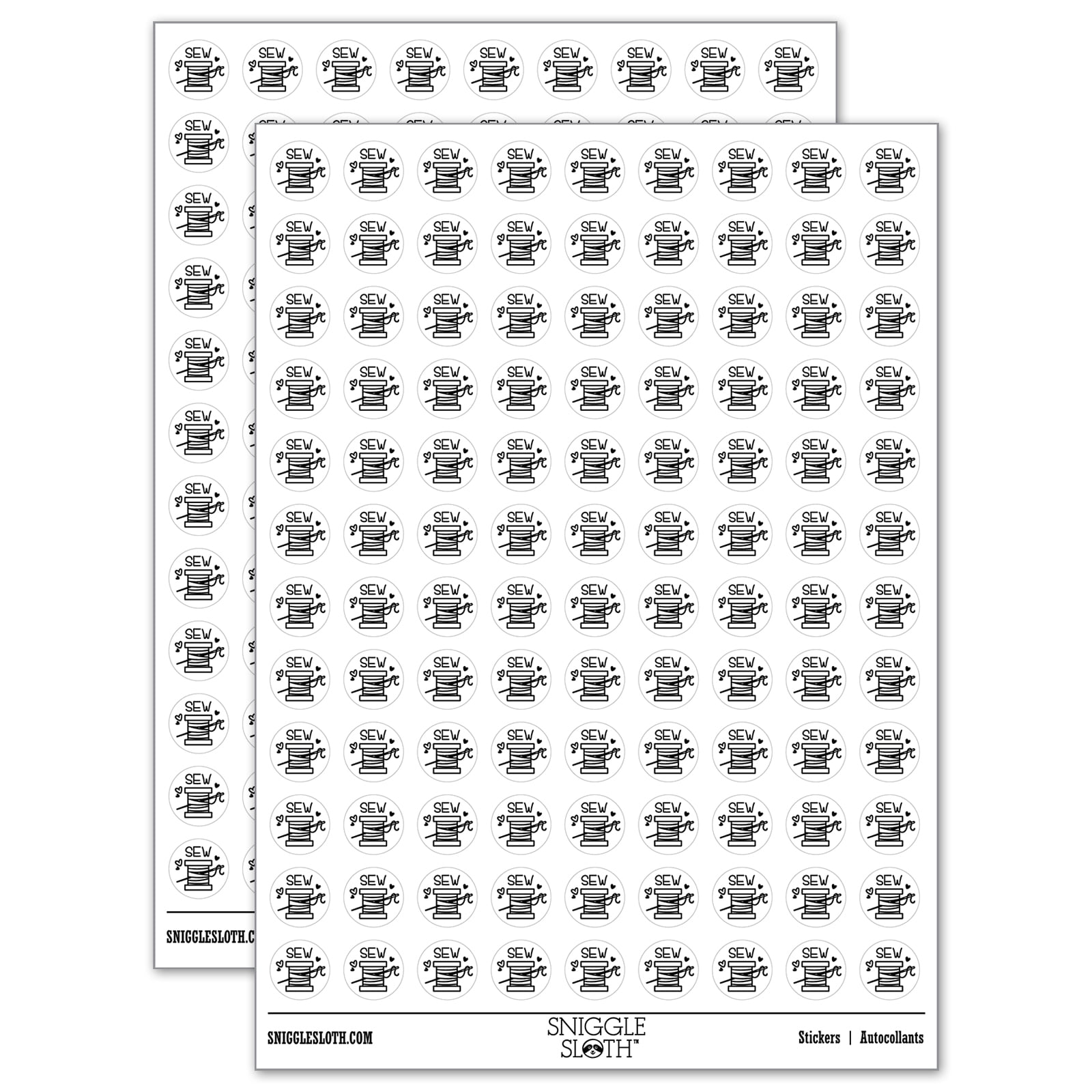 Spool of Thread Sew Sewing 200+ Round Stickers - White - Gloss Finish ...