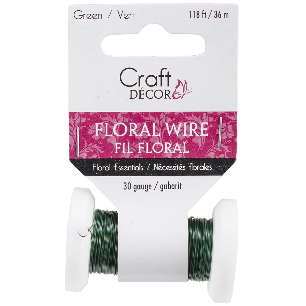 Spooled Floral Wire 30 Gauge 118' - Green - Walmart.com