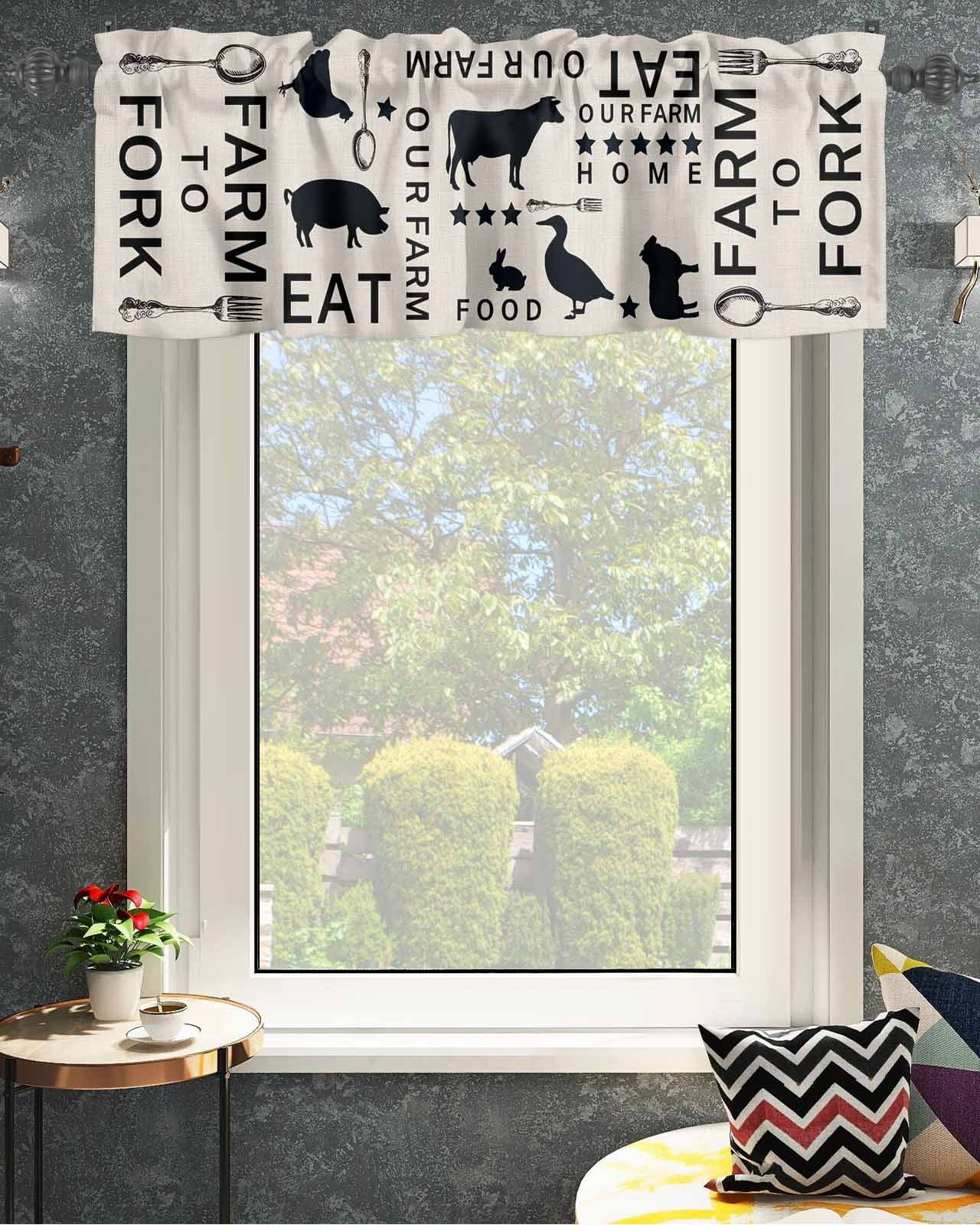 Spoon Fork Cow Pig Duck Hen Rabbit Farmhouse Animal Linen Window ...
