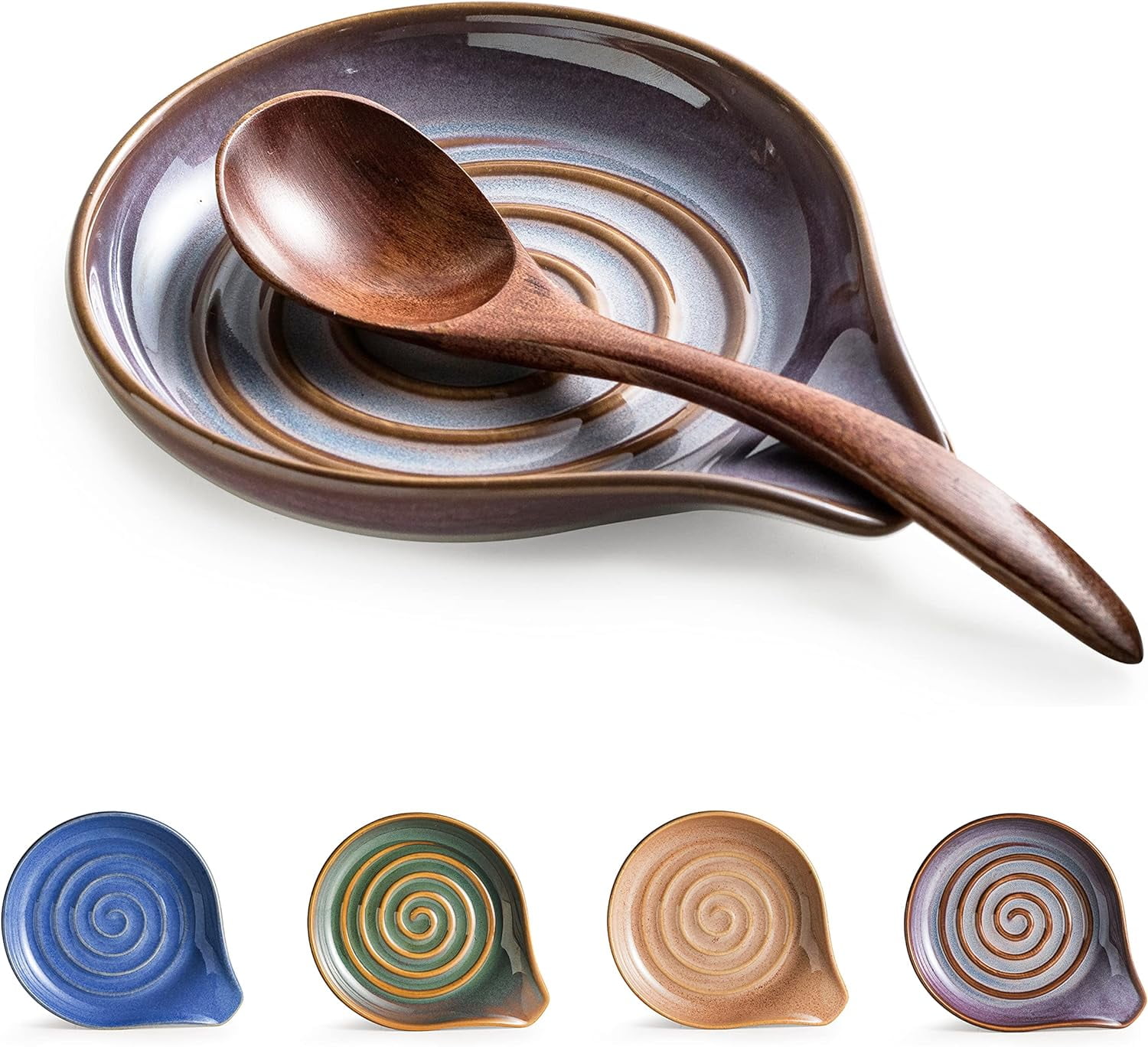 Spoon Rest, Ceramic Spoon Holder with Deep Drip Tray for Stove Top ...