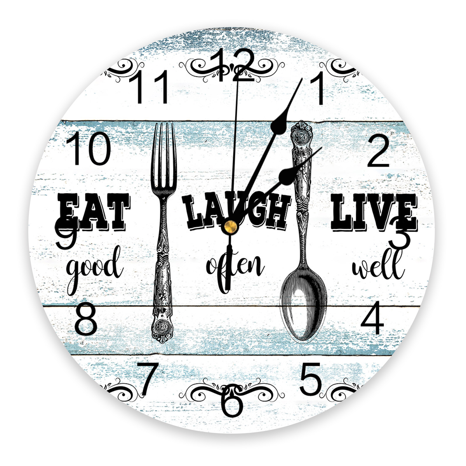 Spoon Seasoning Clocks Brief Design Silent Home Cafe Office Wall Decor ...
