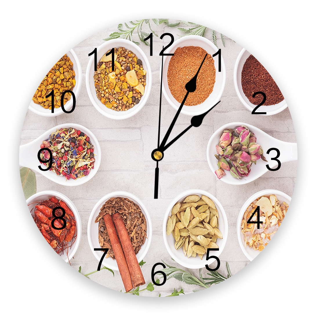 Spoon Seasoning Clocks Brief Design Silent Home Cafe Office Wall Decor ...