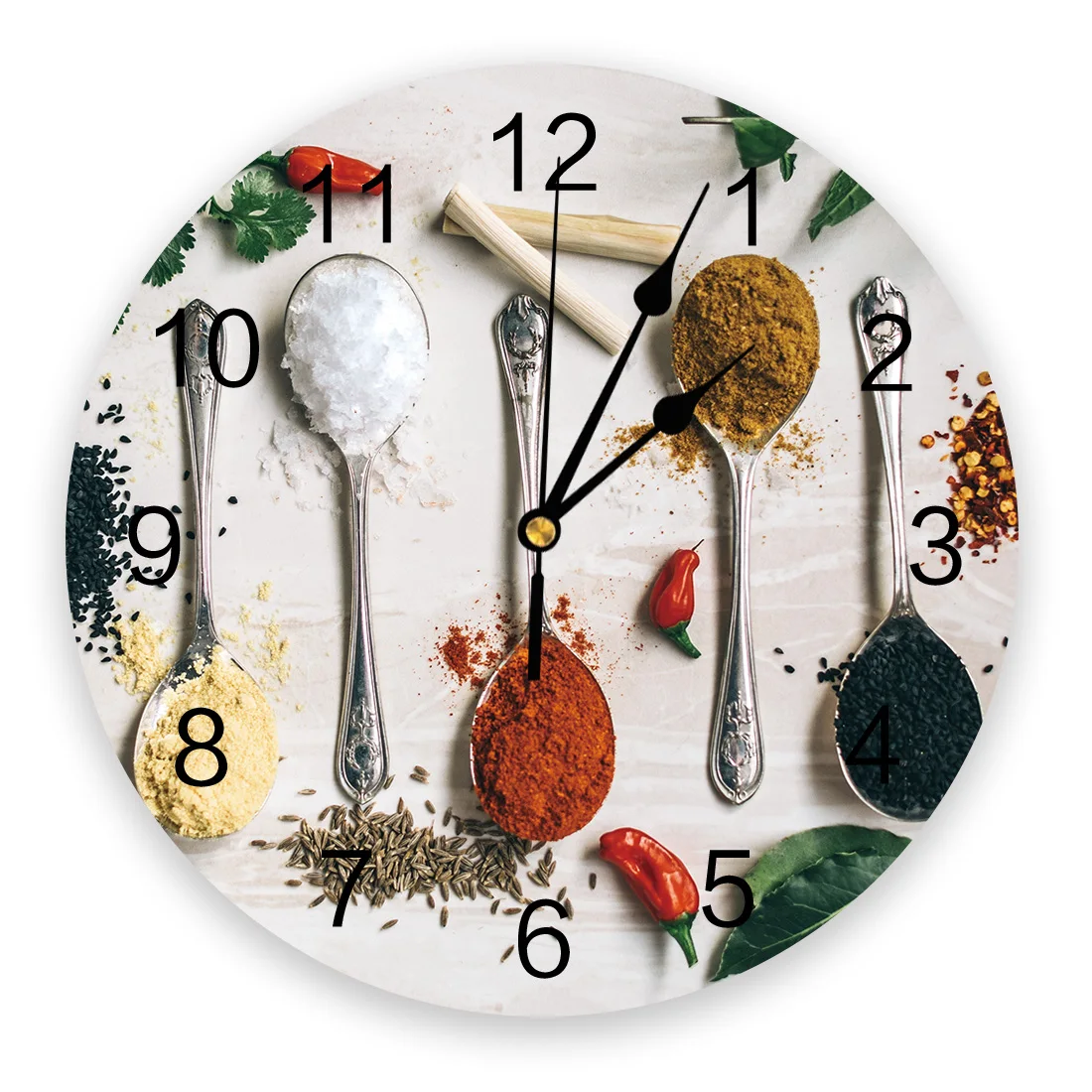 Spoon Seasoning Wall Clocks Brief Design Silent Home Cafe Office Wall ...