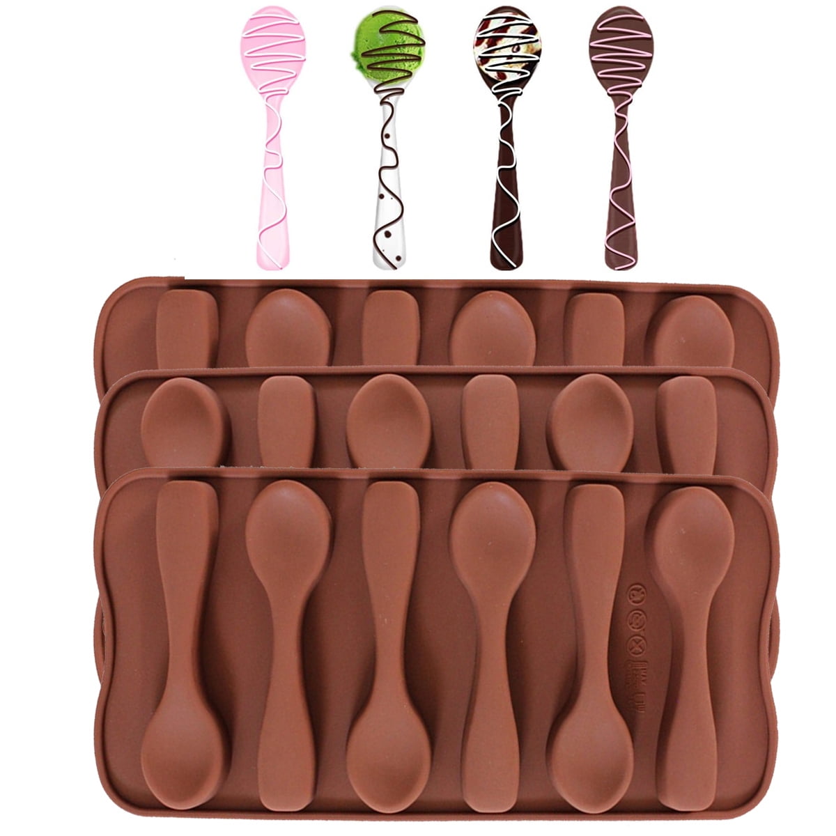 Spoon Shape Molds 3 PCS Food Grade Silicone Cake Molds Chocolate Ice ...