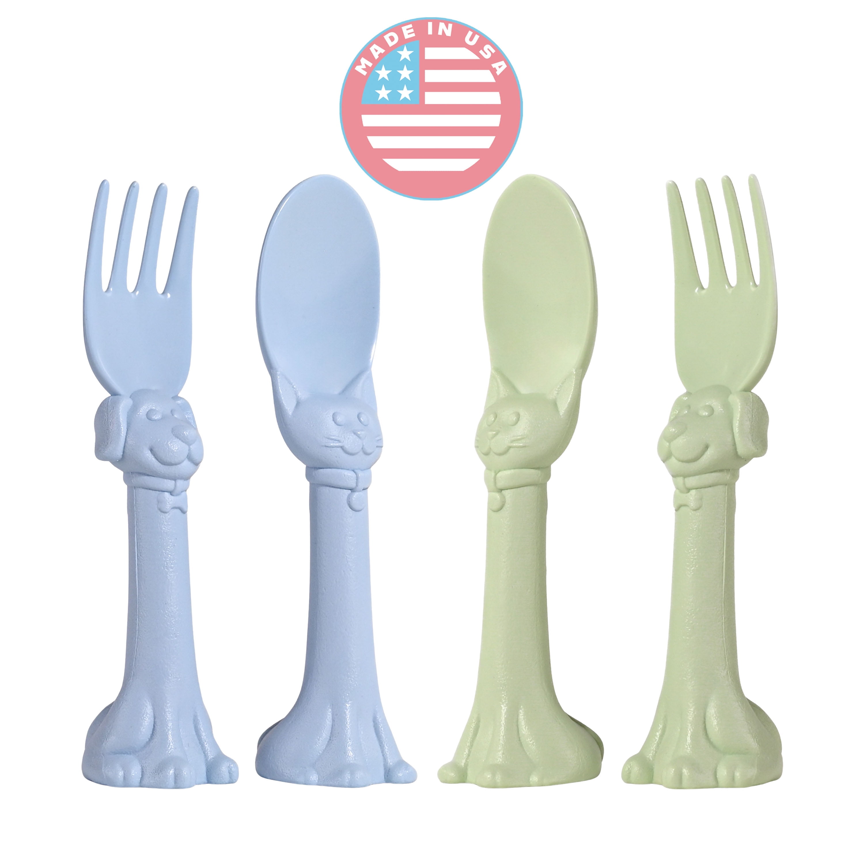 Spoon la la Made in USA Toddler Utensil Set - 4 Pack (2 Spoons & 2 Forks for Kids) - Self ...