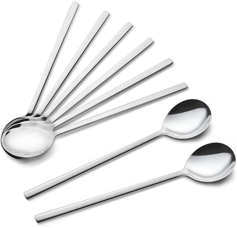 Spoons, 8 Pieces Korean Spoon, 8.5 Inch Stainless Steel Table Soup ...