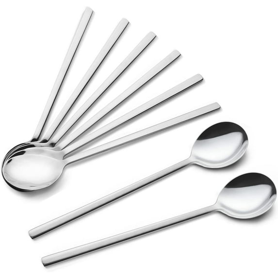 Spoons, 8 Pieces Korean Spoon, 8.5 Inch Stainless Steel Table Soup ...
