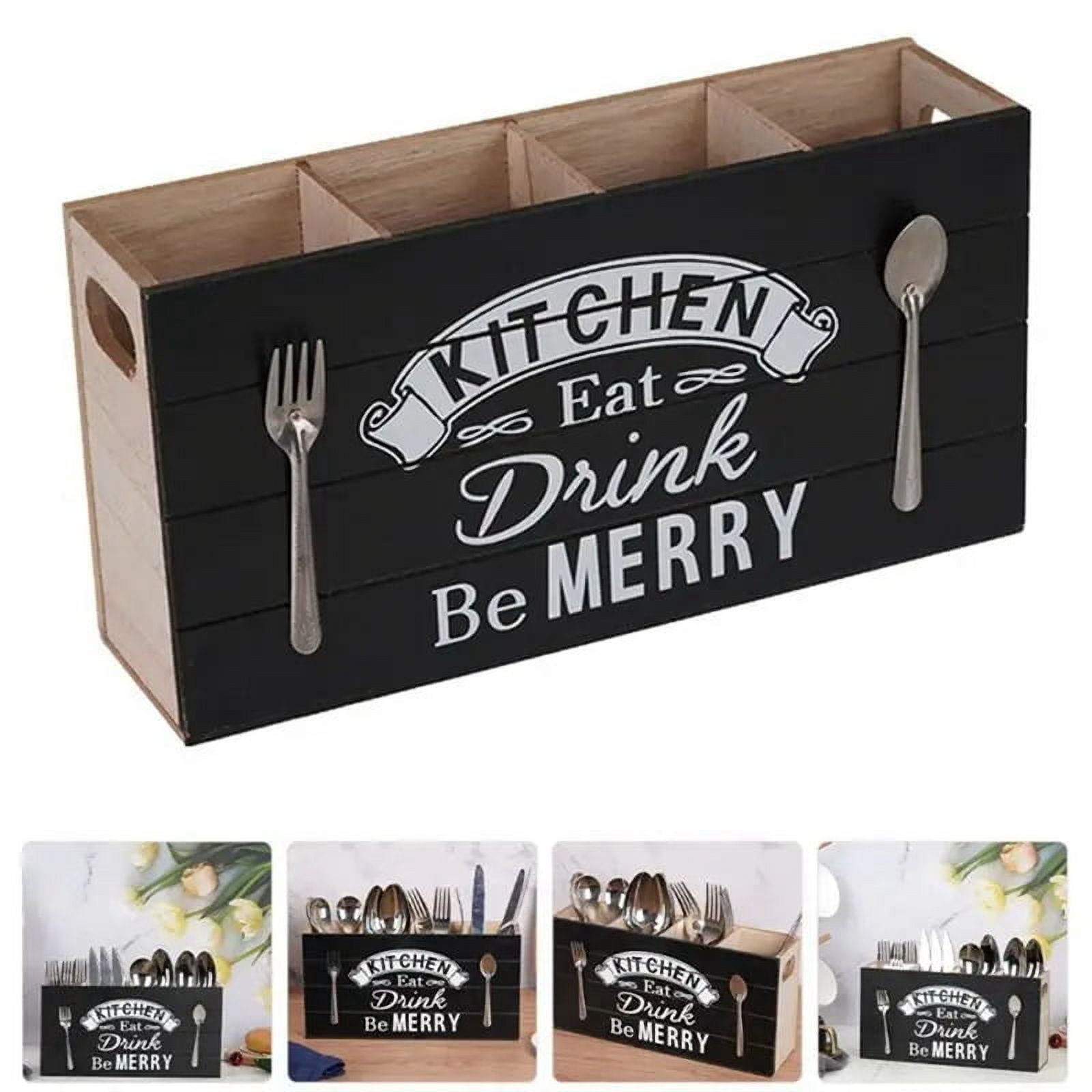 Spoons Silverware Wooden Cutlery Box Utensil Storage Holder Flatware ...