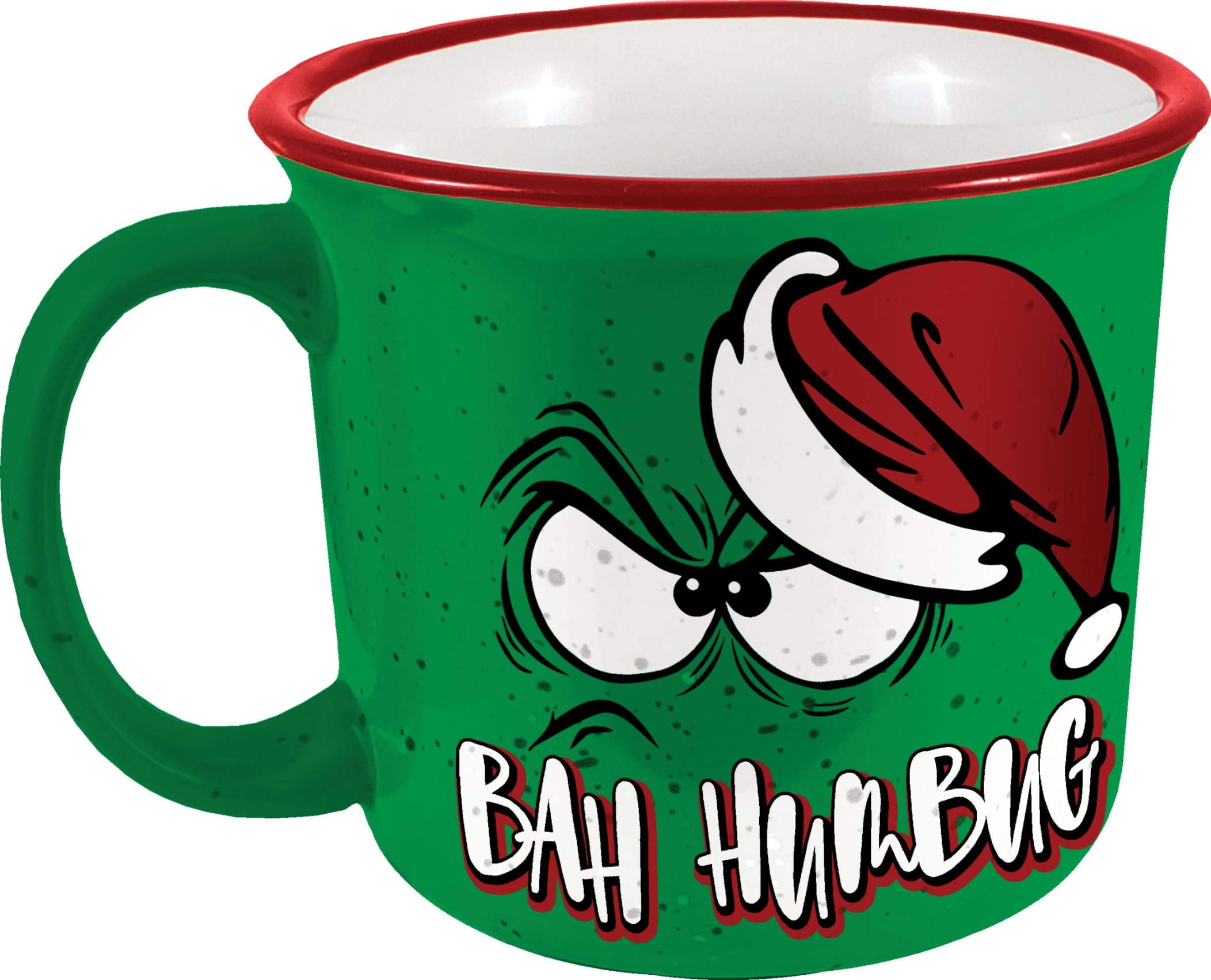 Spoontiques 21537 Bah Humbug Ceramic Camper Mug, 14 ounces, Green ...