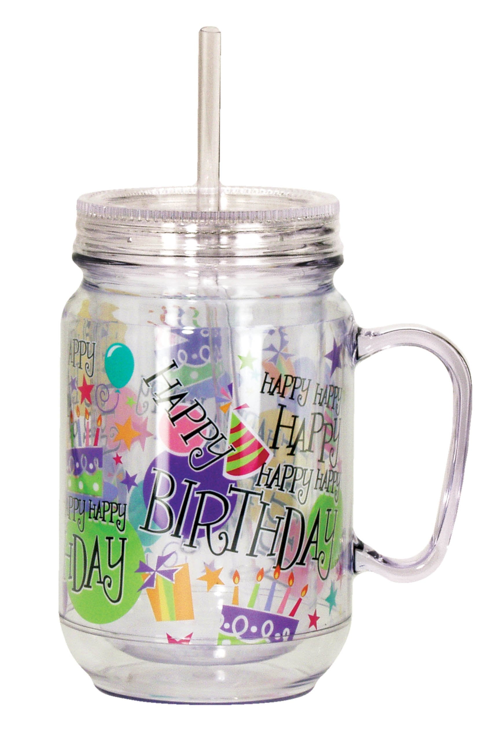 Spoontiques Happy Birthday Mason Jar, Multi Colored - Walmart.com