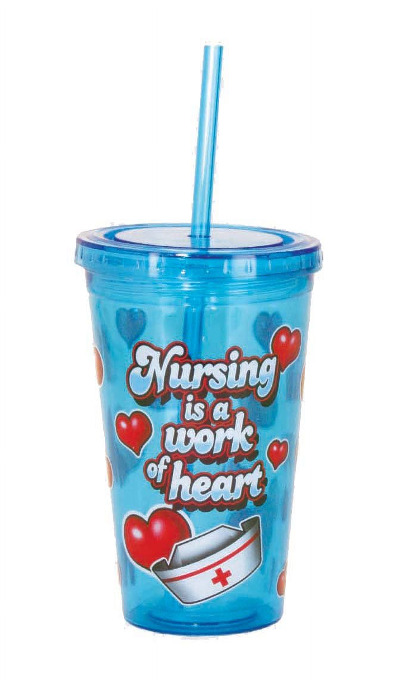 Spoontiques Nurse Cup with Straw, Blue - Walmart.com