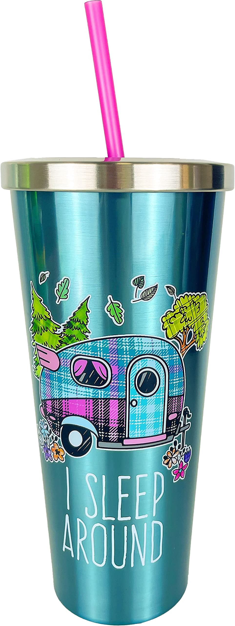 Spoontiques Stainless Steel w Steel Cup with Straw, 24 Oz, I Sleep ...