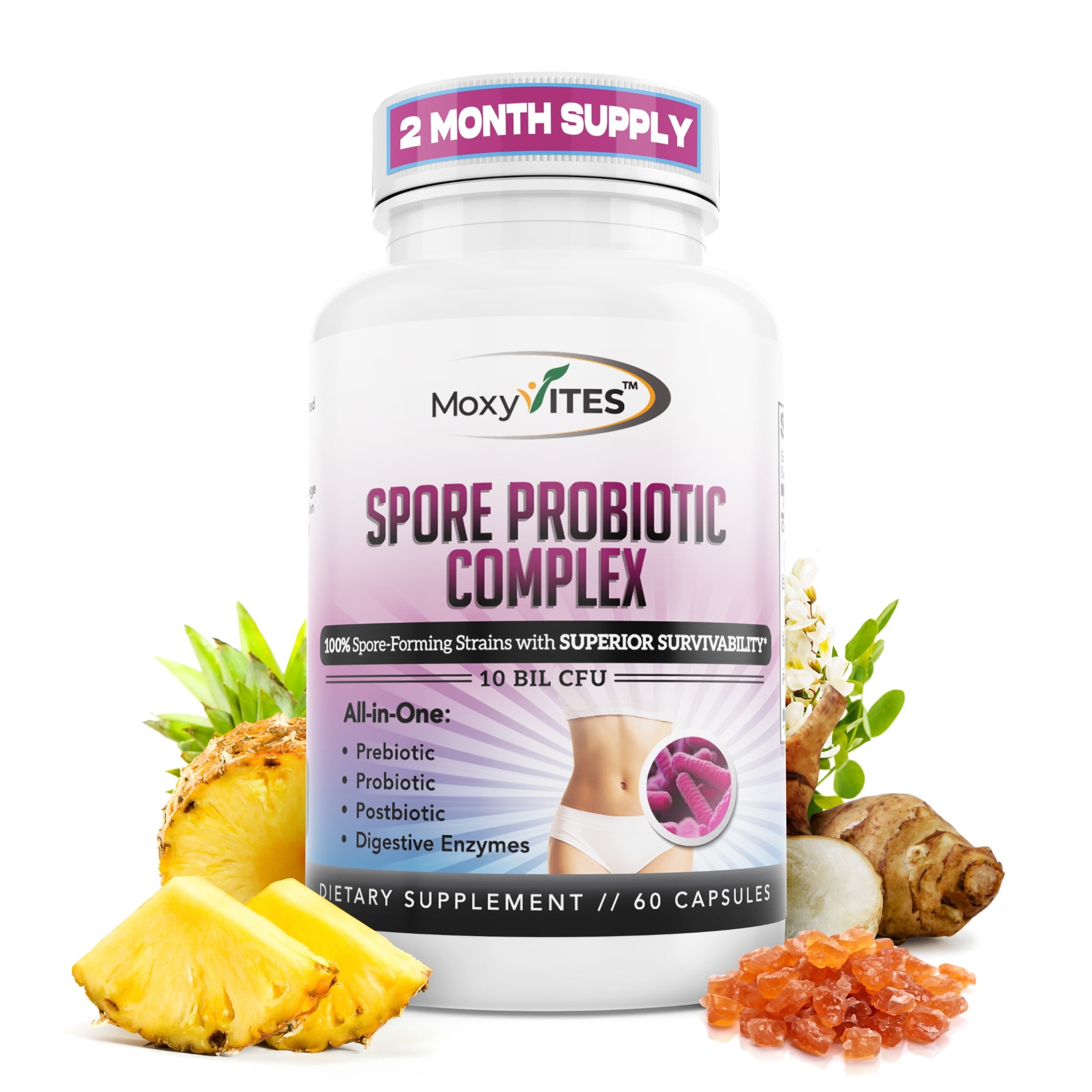 MoxyVites Spore Probiotic Complex - All In One Prebiotics and ...