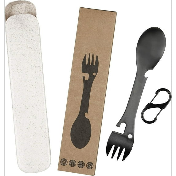 Spork in eco friendly storage case & carry clip Camping Cutlery made of ...