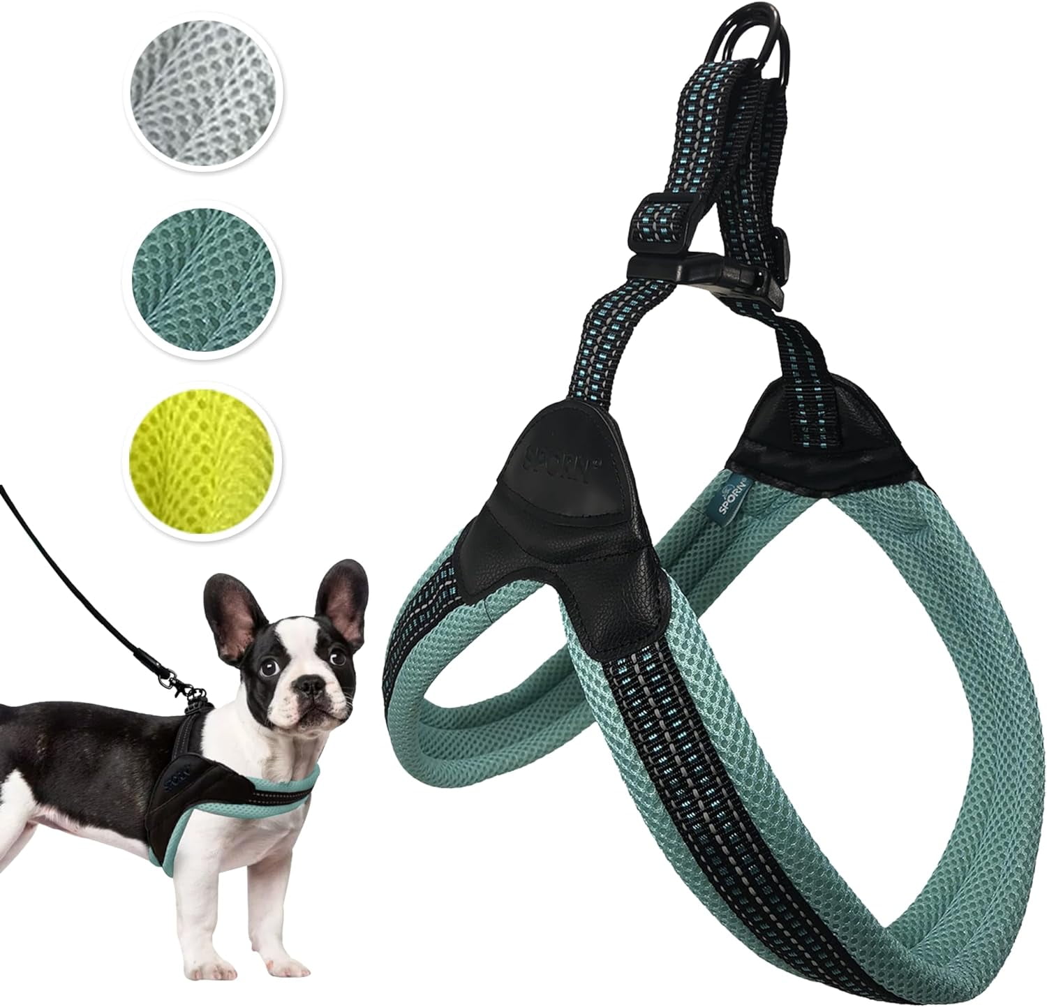 Sporn Easy-Fit Mesh Dog Harness Small Sized Dog, Turquoise Soft Fabric ...