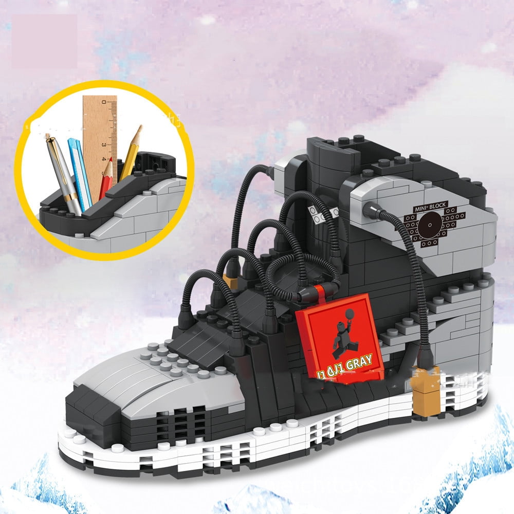 Sport Basketball Shoes Building Blocks Sneakers Models Pen Container ...